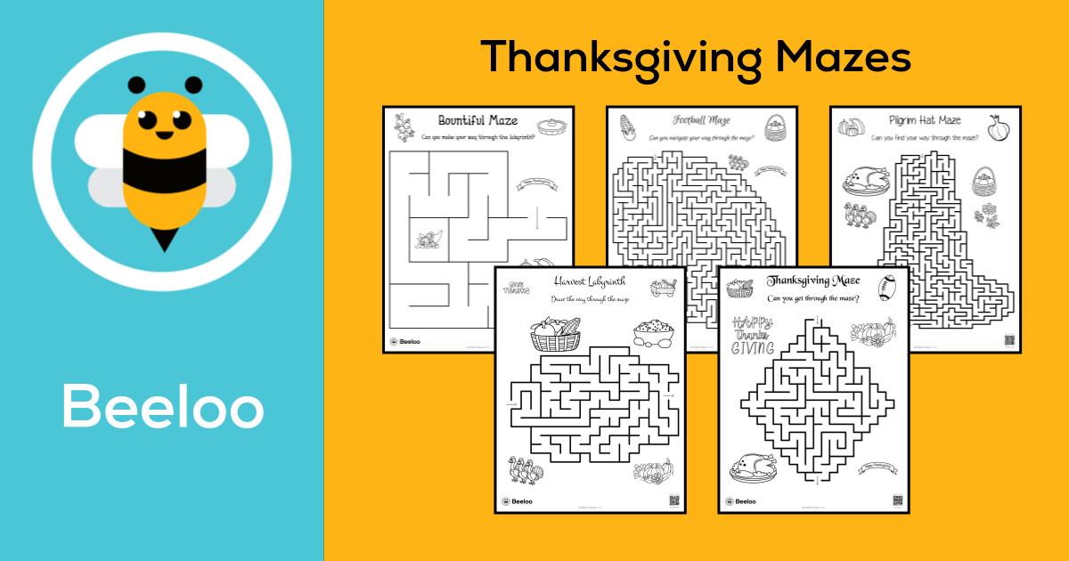 Thanksgiving-themed Mazes • Beeloo Printables