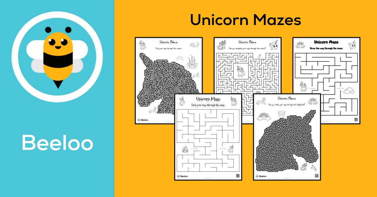 Unicorn-themed Mazes • Beeloo Printable Crafts and Activities for Kids