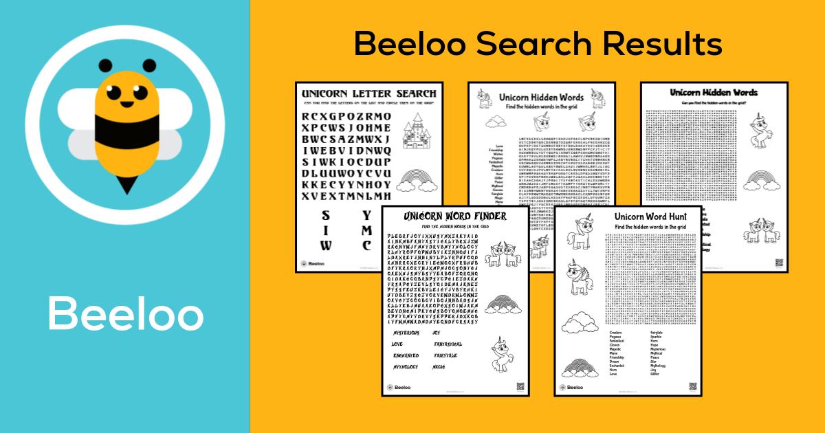 Unicorn-themed Word Searches • Beeloo Printable Crafts and Activities ...