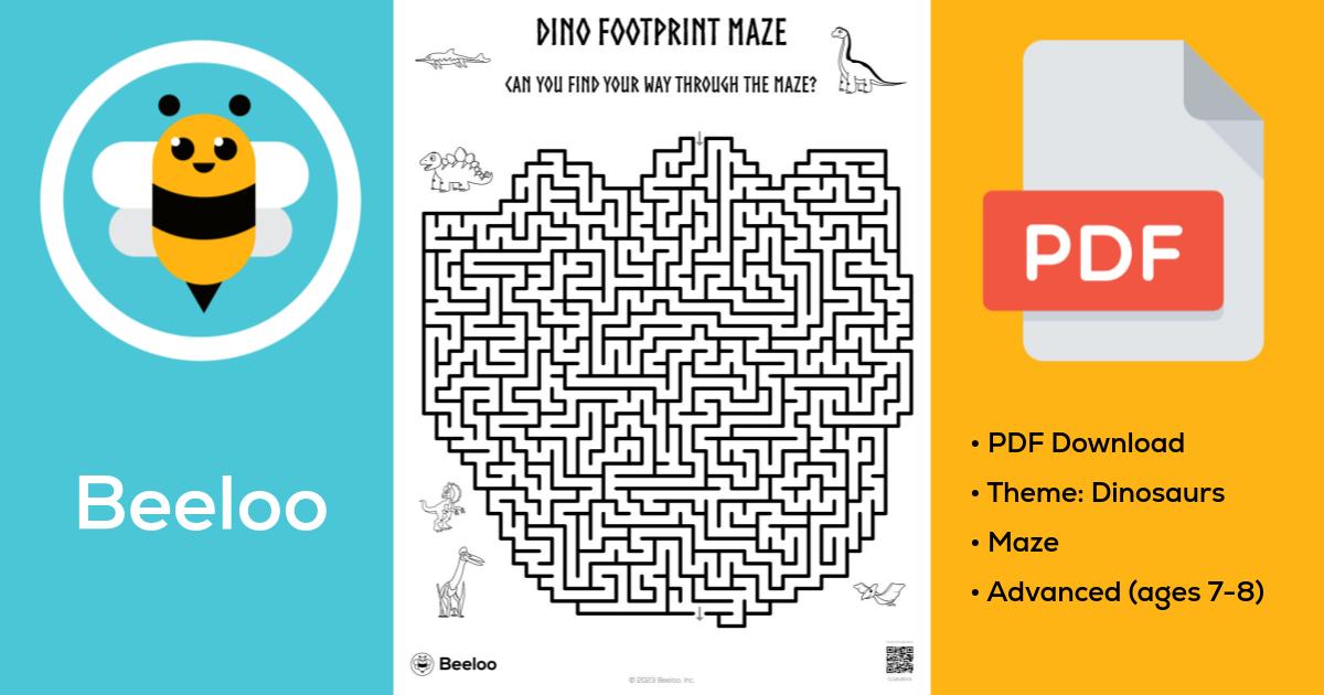 Dino Footprint Maze • Beeloo Printable Crafts and Activities for Kids