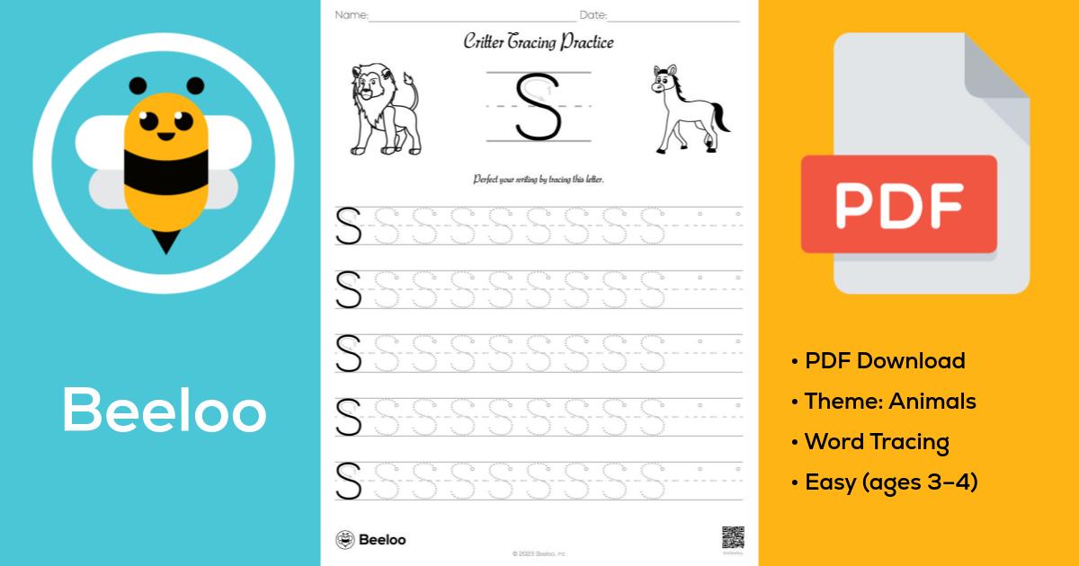Critter Tracing Practice • Beeloo Printable Crafts and Activities for Kids