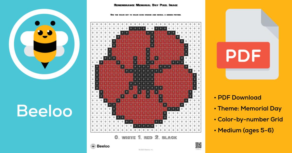 Remembrance Memorial Day Pixel Image • Beeloo Printable Crafts and ...