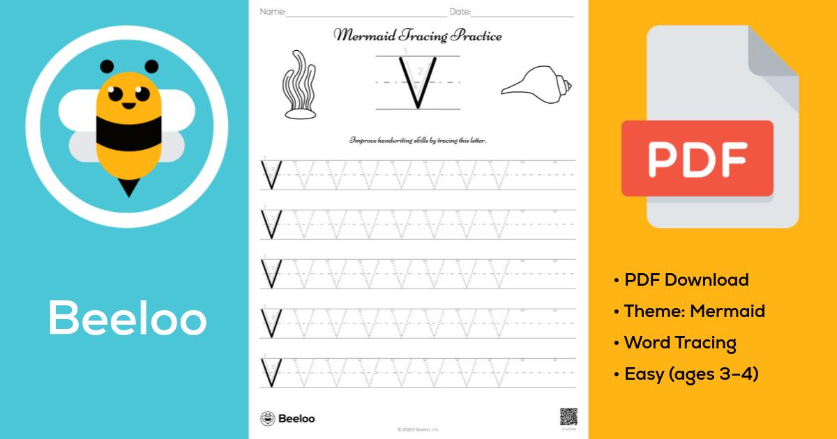 Mermaid Tracing Practice • Beeloo Printable Crafts and Activities for Kids