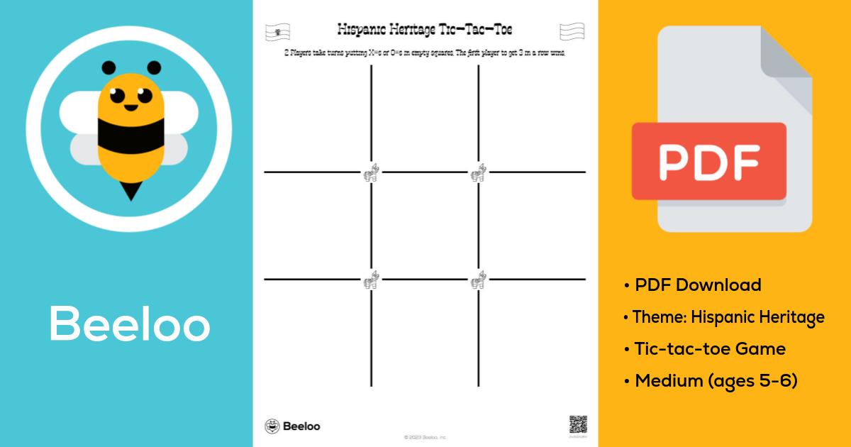 Hispanic Heritage Tic-Tac-Toe • Beeloo Printable Crafts and Activities ...