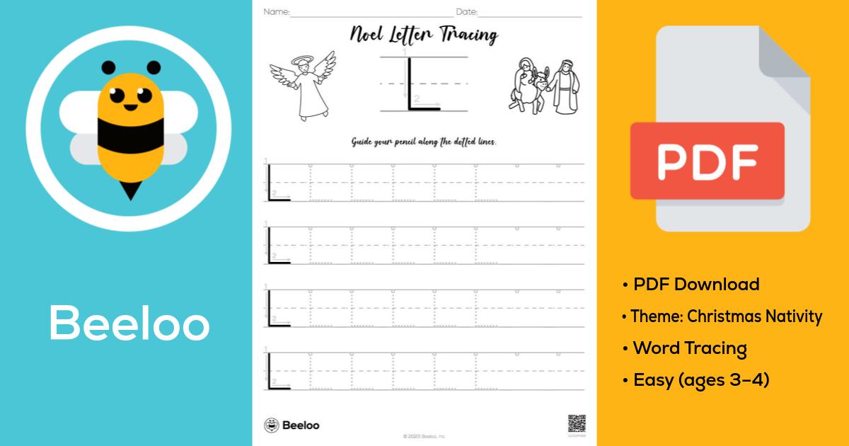 Noel Letter Tracing • Beeloo Printable Crafts and Activities for Kids