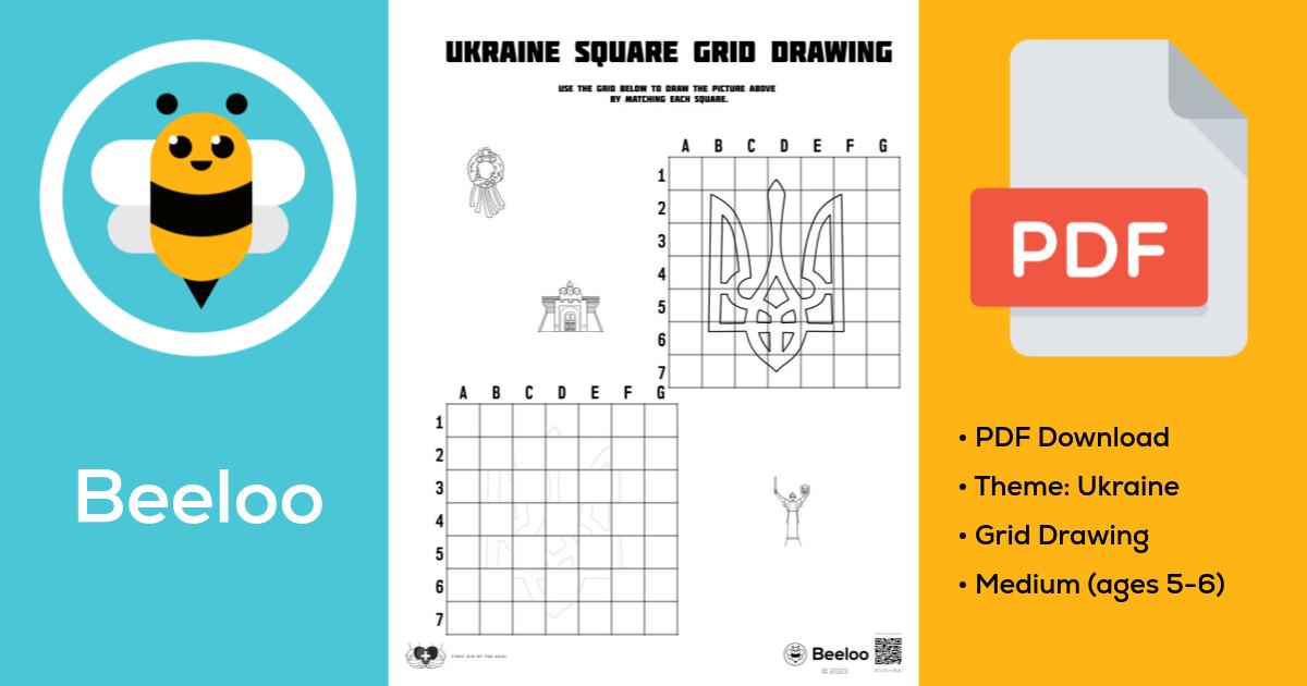 Ukraine Square Grid Drawing • Beeloo Printable Crafts and Activities ...