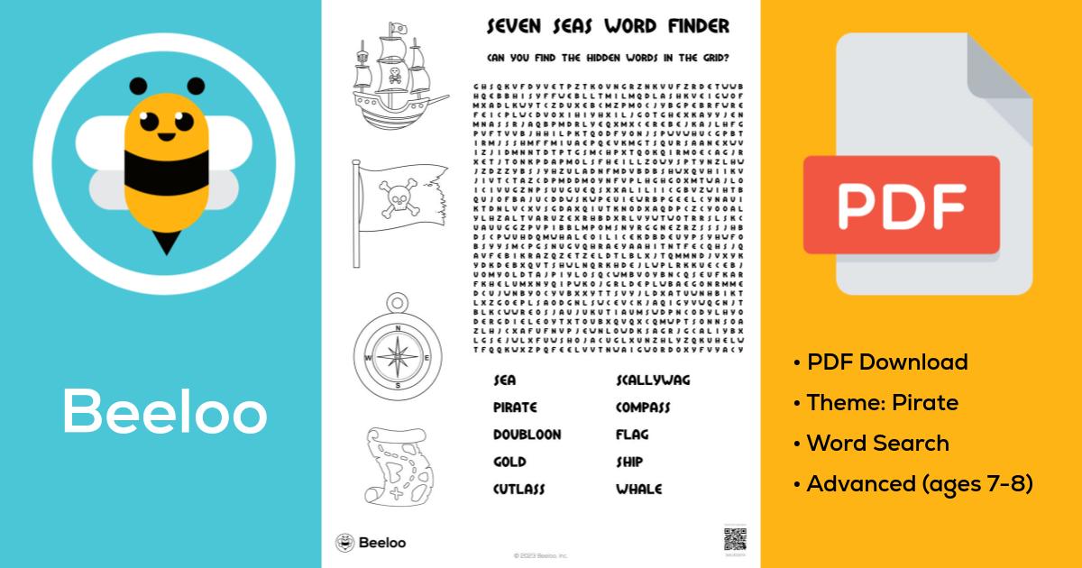 Seven Seas Word Finder • Beeloo Printable Crafts and Activities for Kids