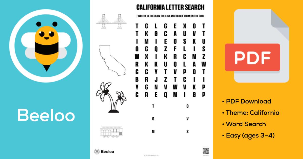 California Letter Search • Beeloo Printable Crafts and Activities for Kids