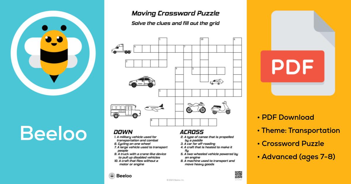 Moving Crossword Puzzle • Beeloo Printable Crafts and Activities for Kids