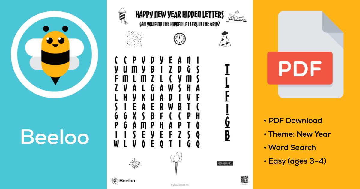 Happy New Year Hidden Letters • Beeloo Printable Crafts and Activities ...