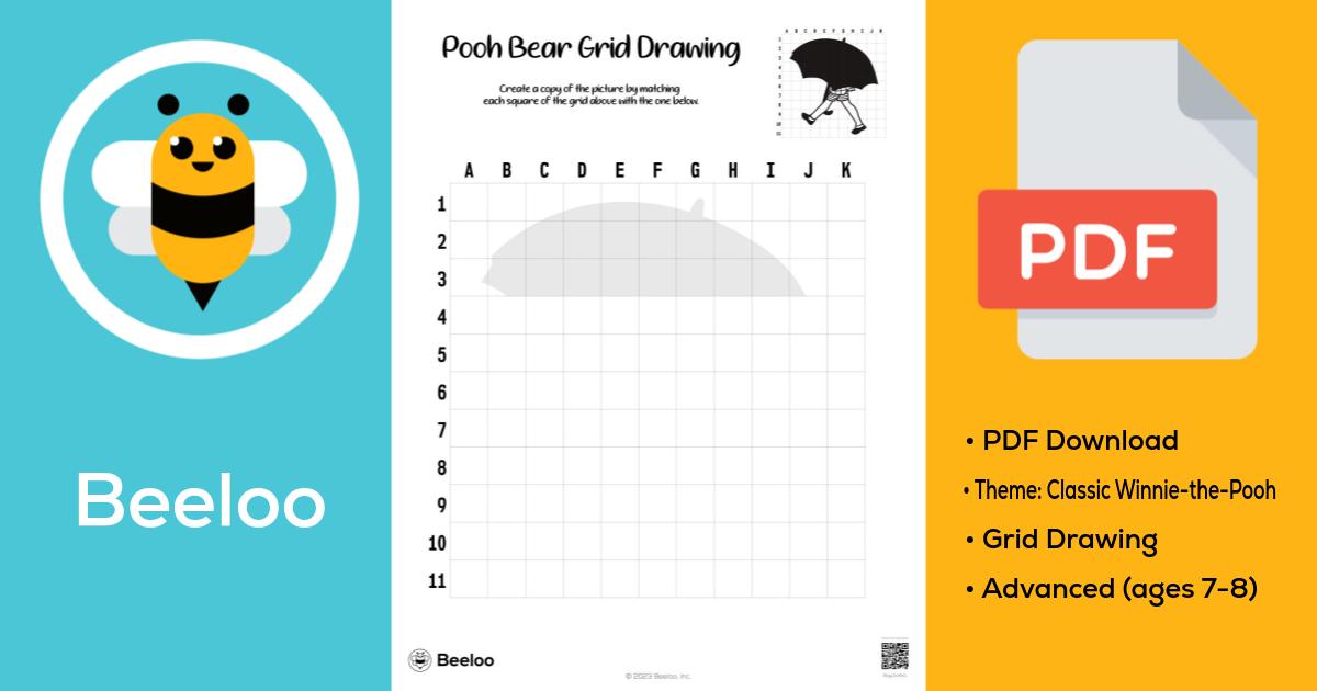 Pooh Bear Grid Drawing • Beeloo Printable Crafts and Activities for Kids
