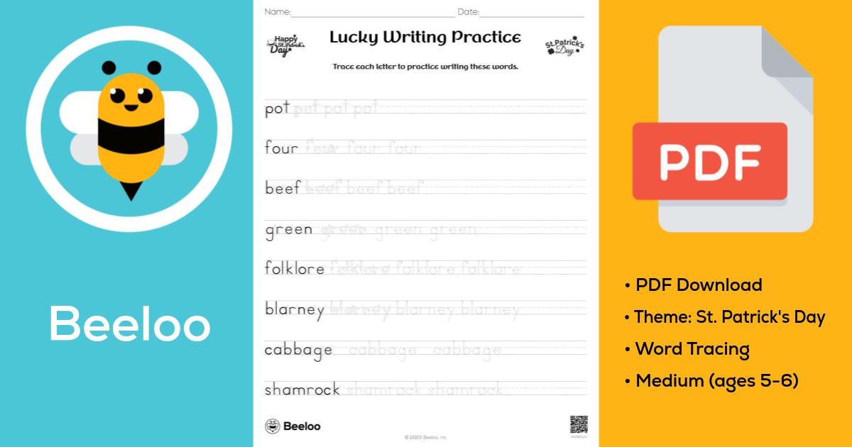 Lucky Writing Practice • Beeloo Printable Crafts and Activities for Kids
