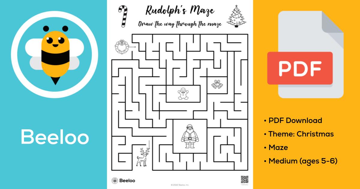 Rudolph's Maze • Beeloo Printable Crafts and Activities for Kids