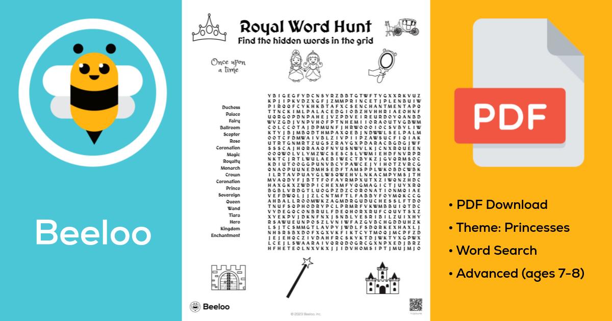 Royal Word Hunt • Beeloo Printable Crafts and Activities for Kids
