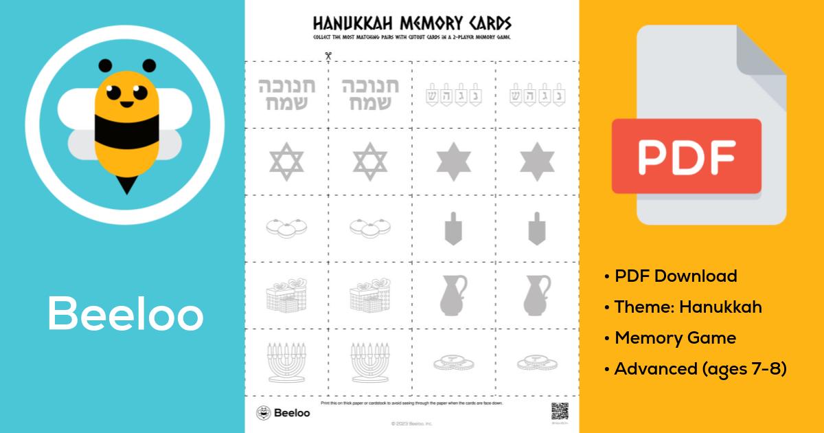 Hanukkah Memory Cards • Beeloo Printable Crafts and Activities for Kids