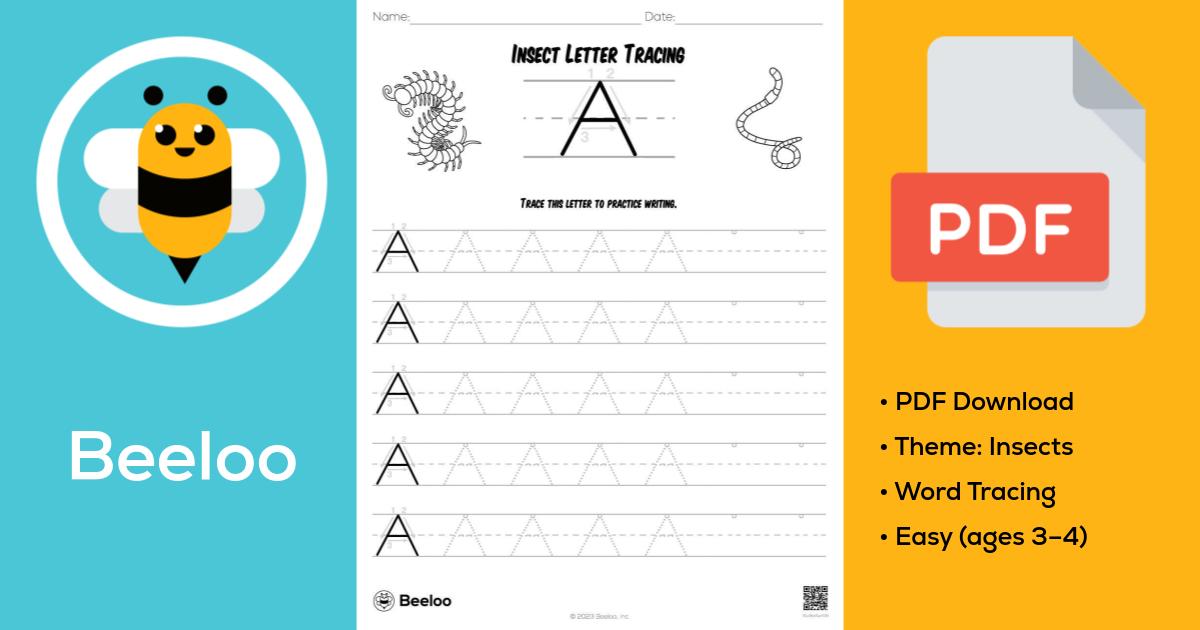 Insect Letter Tracing • Beeloo Printable Crafts and Activities for Kids