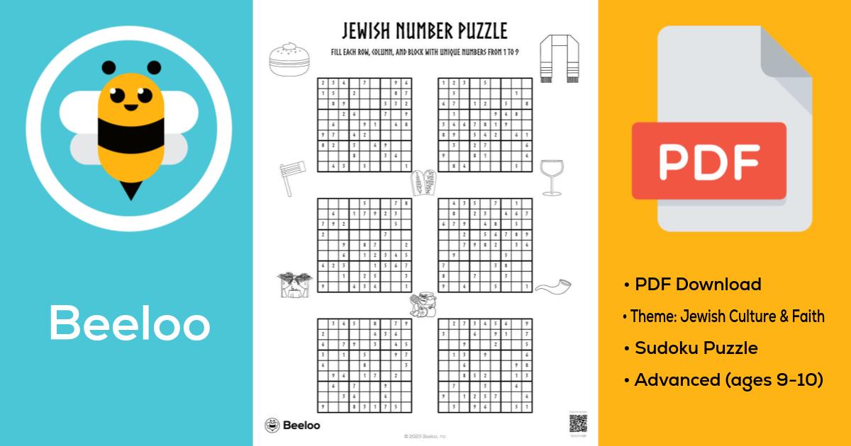Jewish Number Puzzle • Beeloo Printable Crafts and Activities for Kids