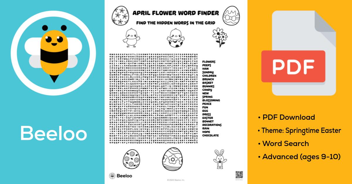 April Flower Word Finder • Beeloo Printable Crafts and Activities for Kids