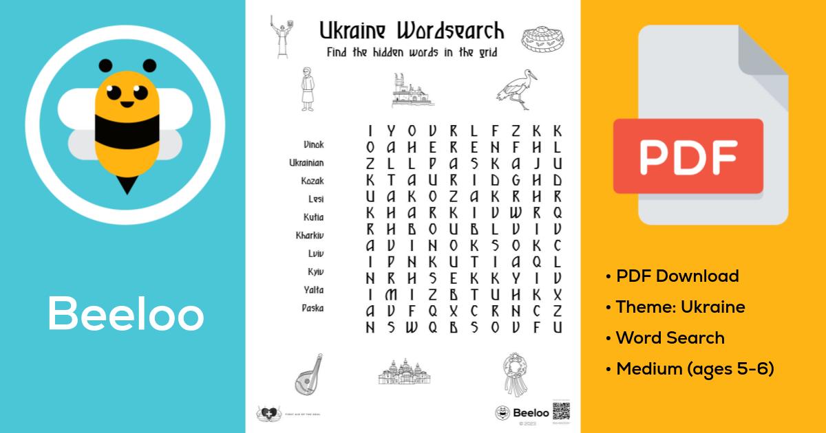 Ukraine Wordsearch • Beeloo Printable Crafts and Activities for Kids