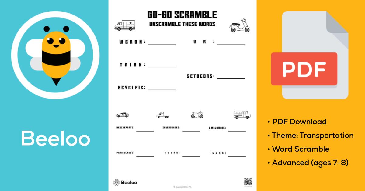 Go-Go Scramble • Beeloo Printable Crafts and Activities for Kids