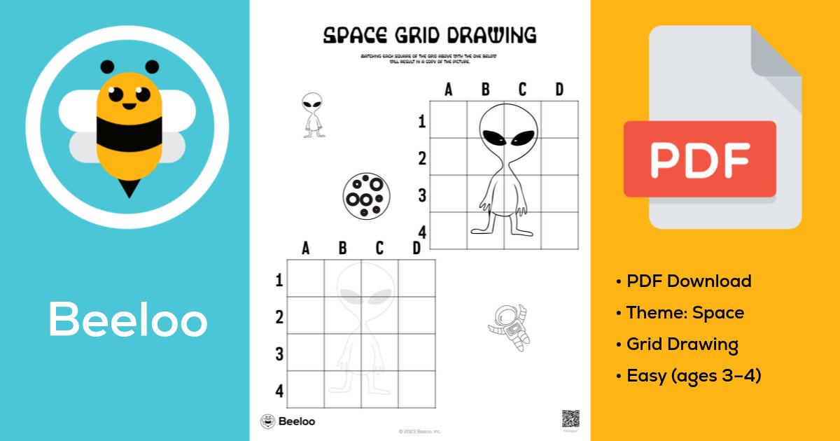 Space Grid Drawing • Beeloo Printable Crafts and Activities for Kids