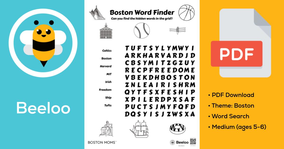 Boston Word Finder • Beeloo Printable Crafts and Activities for Kids