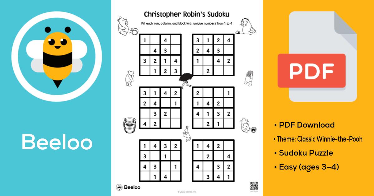 Christopher Robin's Sudoku • Beeloo Printable Crafts and Activities for ...