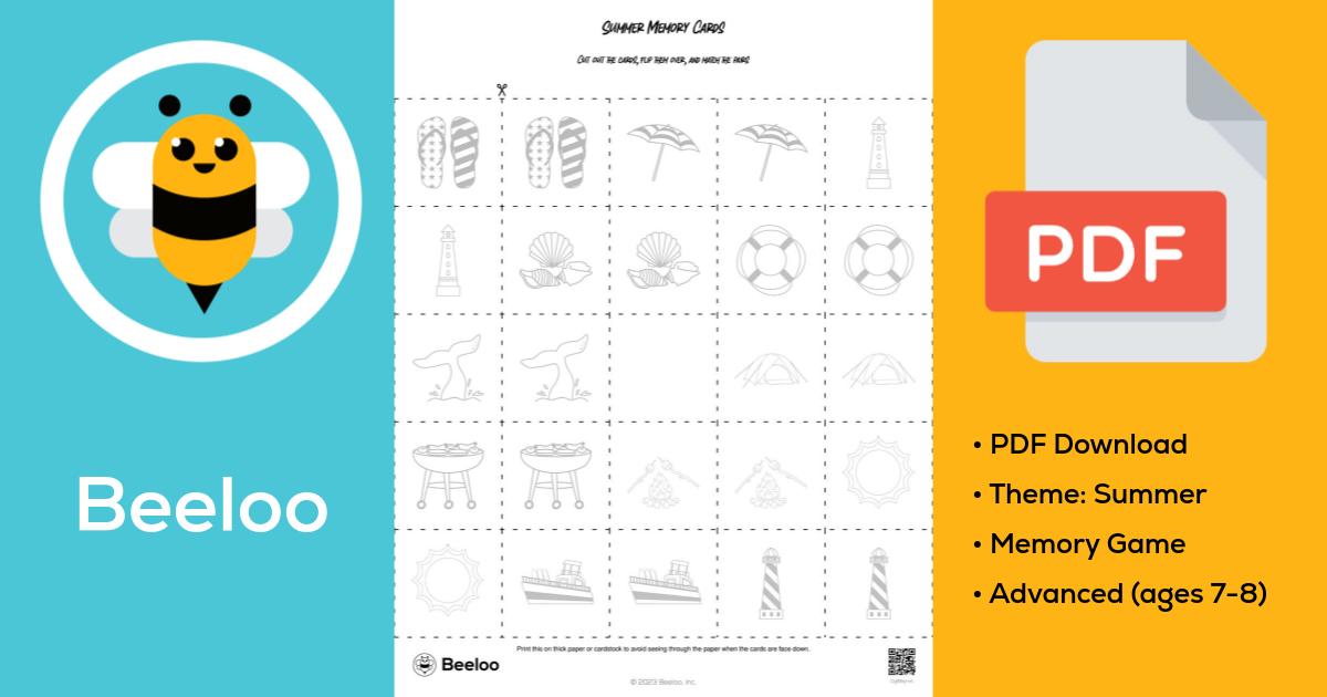 Summer Memory Cards • Beeloo Printable Crafts and Activities for Kids