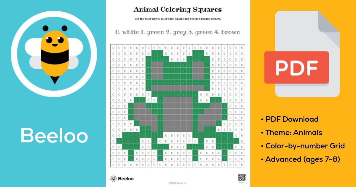 Animal Coloring Squares • Beeloo Printable Crafts and Activities for Kids