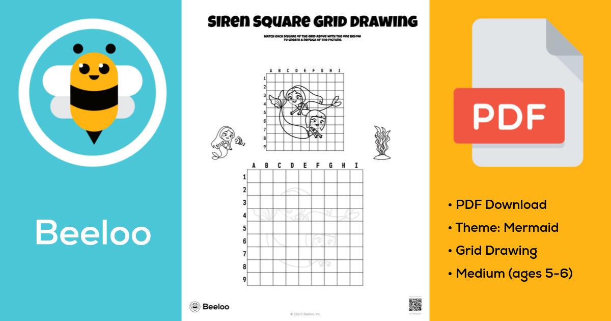 Siren Square Grid Drawing • Beeloo Printable Crafts and Activities for Kids