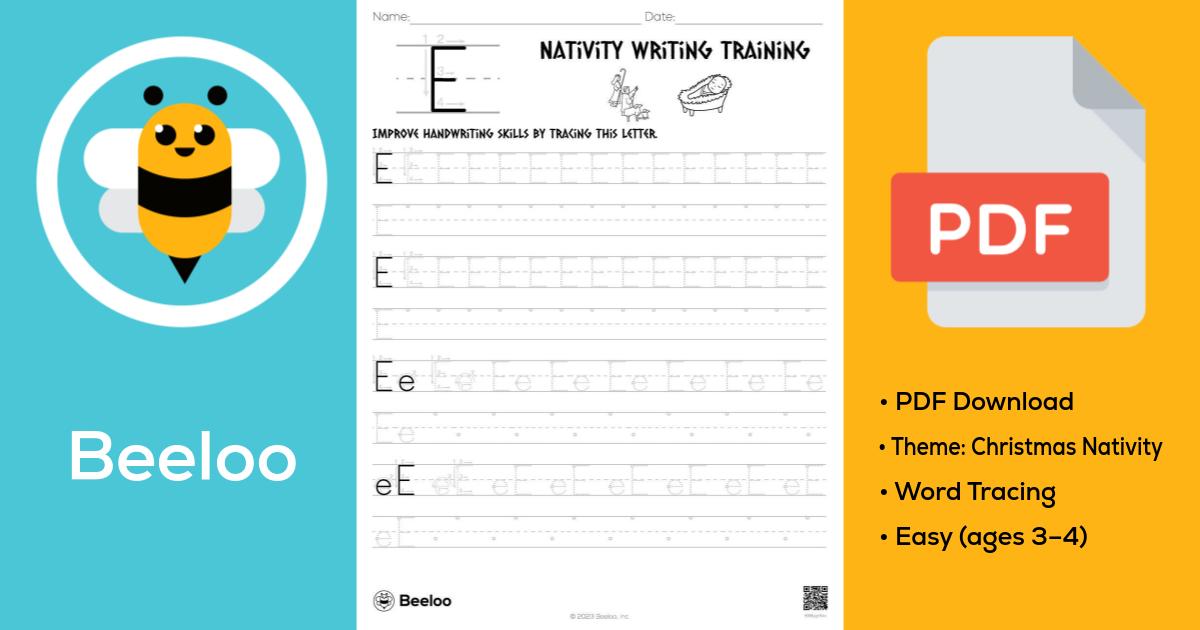 Nativity Writing Training • Beeloo Printable Crafts and Activities for Kids