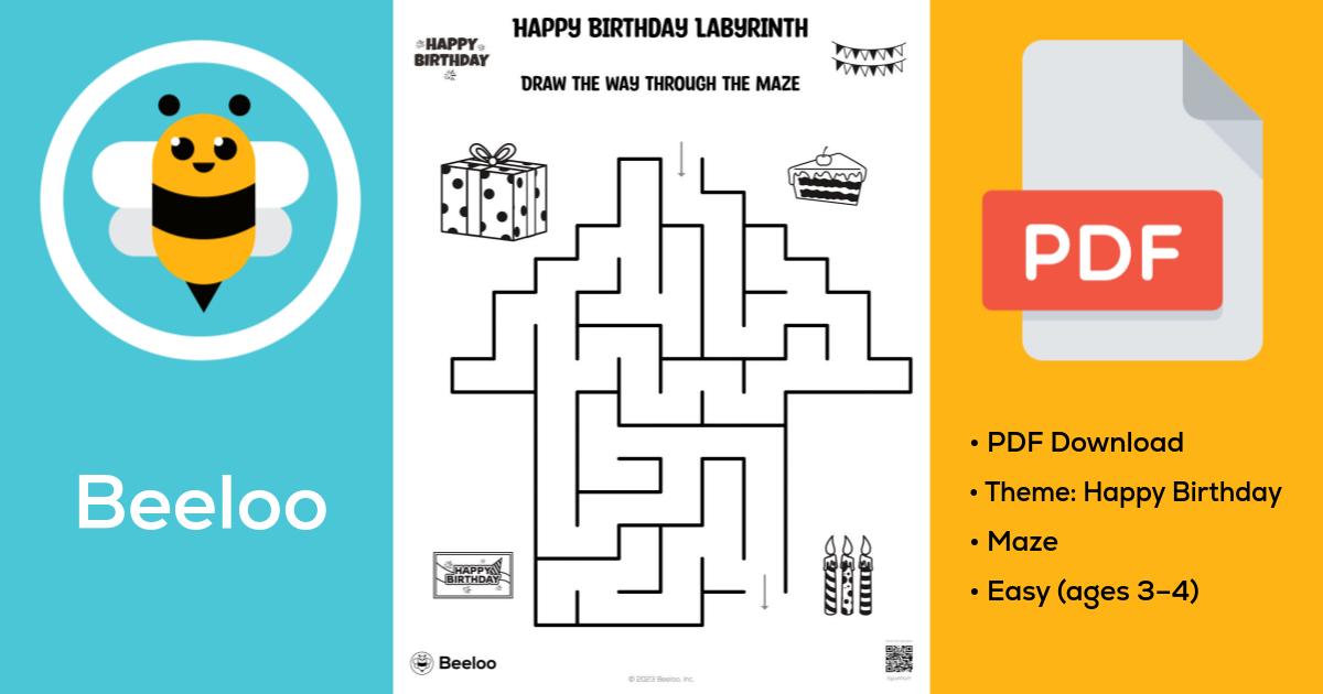 Happy Birthday Labyrinth • Beeloo Printable Crafts and Activities for Kids