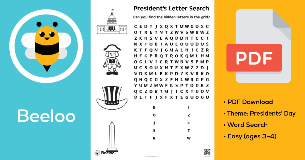 President's Letter Search • Beeloo Printable Crafts and Activities for Kids
