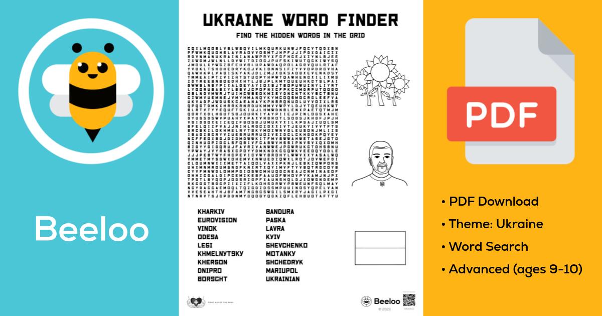 Ukraine Word Finder • Beeloo Printable Crafts and Activities for Kids