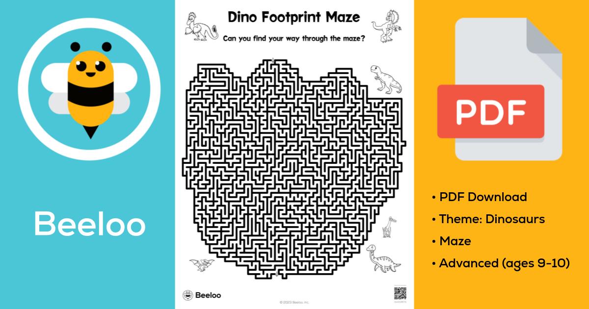 Dino Footprint Maze • Beeloo Printable Crafts and Activities for Kids