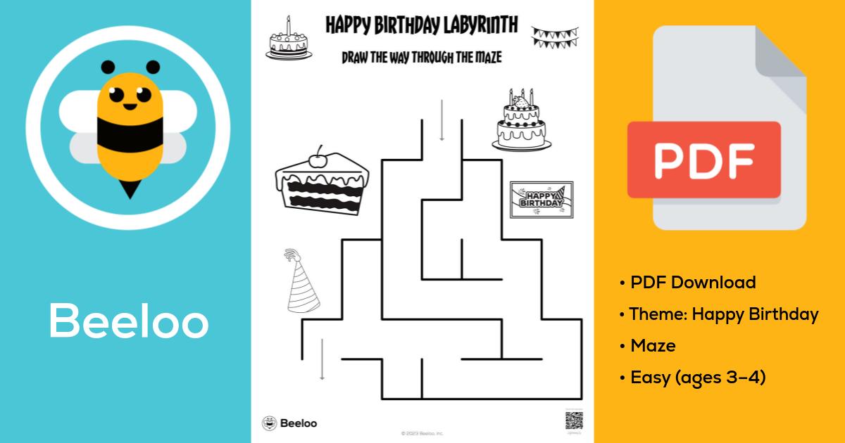 Happy Birthday Labyrinth • Beeloo Printable Crafts and Activities for Kids
