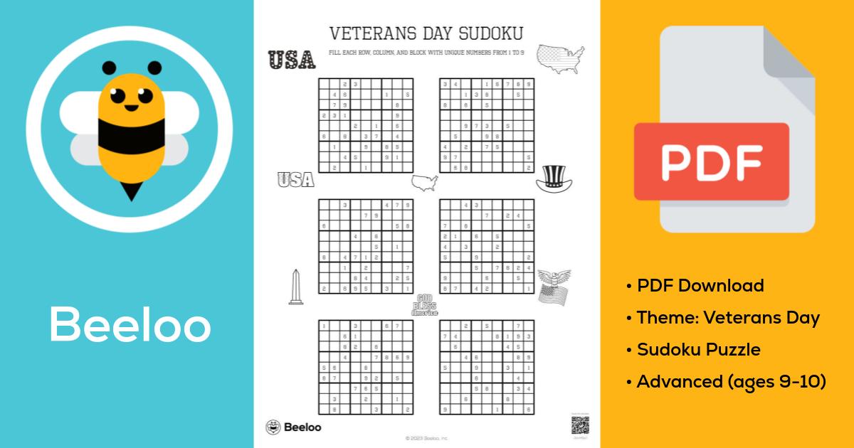Veterans Day Sudoku • Beeloo Printable Crafts and Activities for Kids