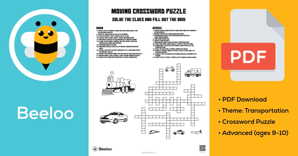 Moving Crossword Puzzle • Beeloo Printable Crafts and Activities for Kids