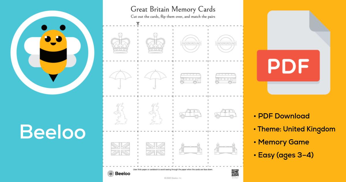 Great Britain Memory Cards • Beeloo Printable Crafts and Activities for ...