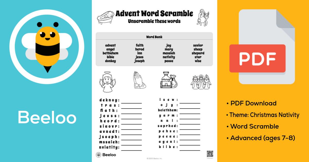 Advent Word Scramble • Beeloo Printable Crafts and Activities for Kids