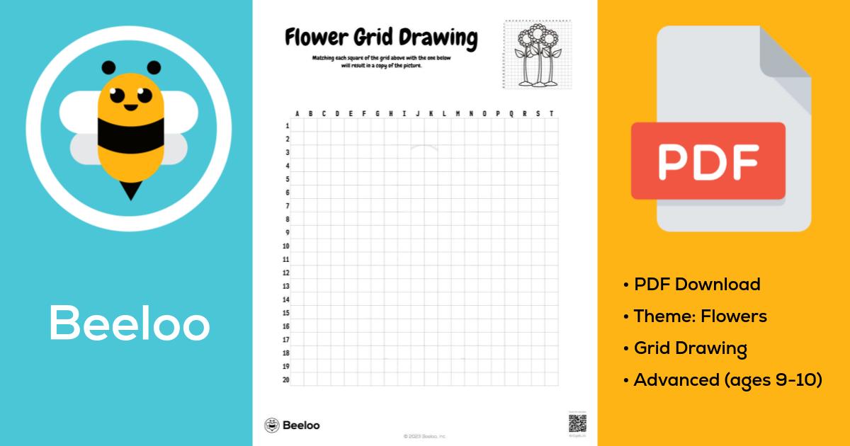 Flower Grid Drawing • Beeloo Printable Crafts and Activities for Kids