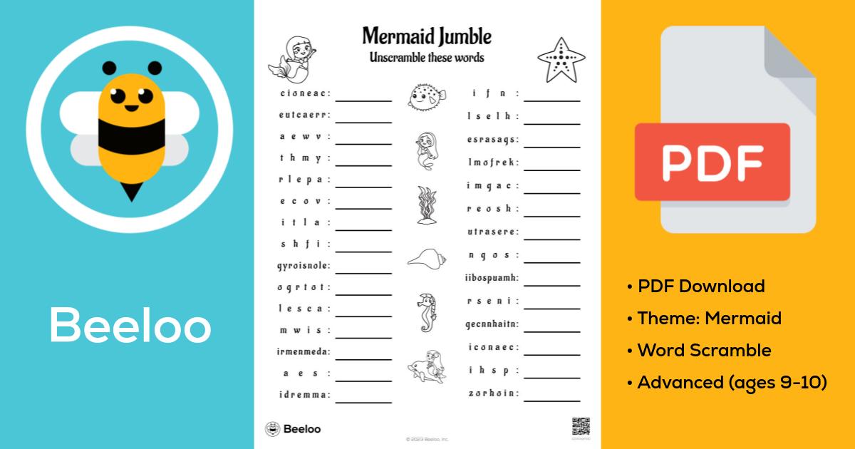 Mermaid Jumble • Beeloo Printable Crafts and Activities for Kids