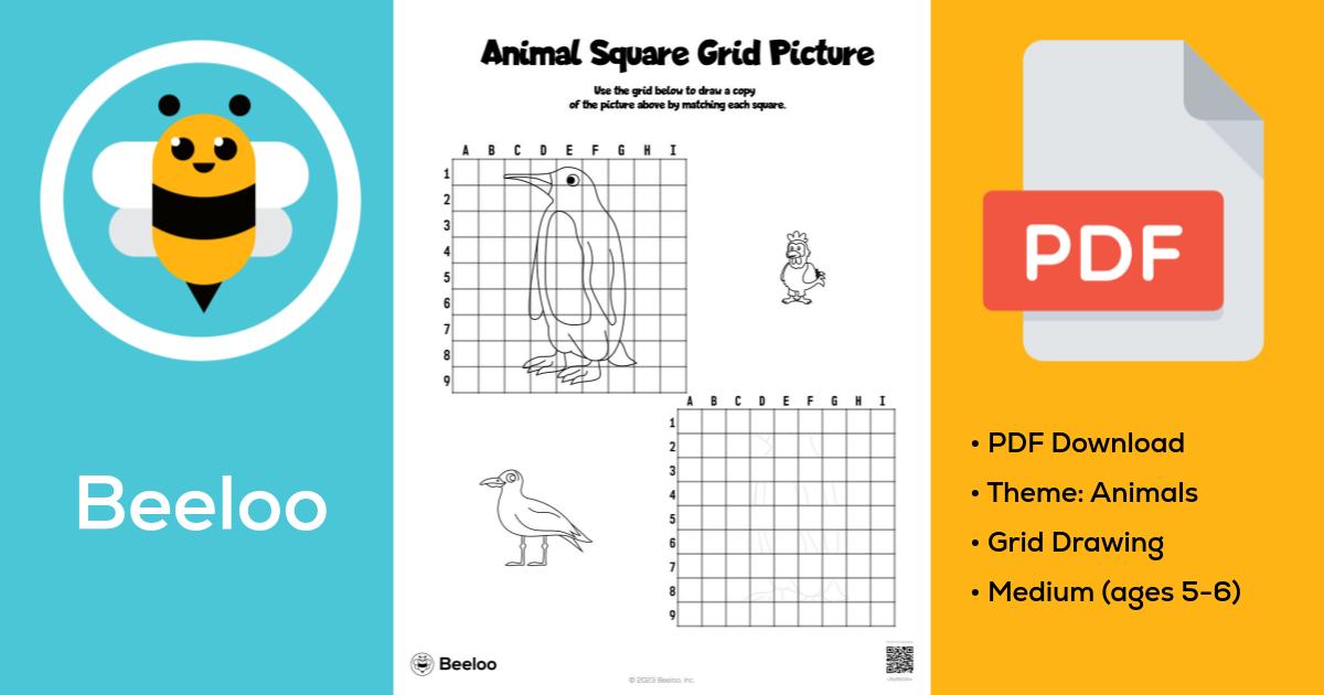 Animal Square Grid Picture • Beeloo Printable Crafts and Activities for ...