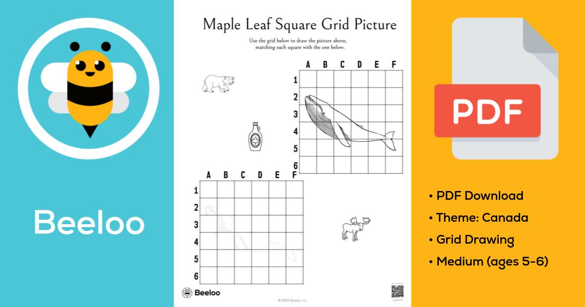 Maple Leaf Square Grid Picture • Beeloo Printable Crafts and Activities ...