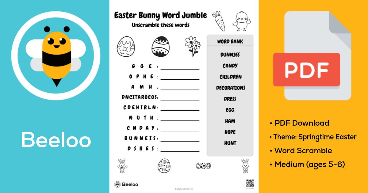 Easter Bunny Word Jumble • Beeloo Printable Crafts and Activities for Kids