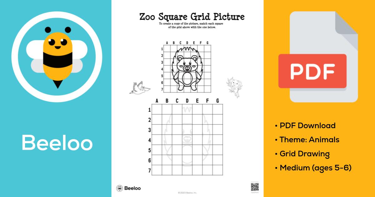 Zoo Square Grid Picture • Beeloo Printable Crafts and Activities for Kids