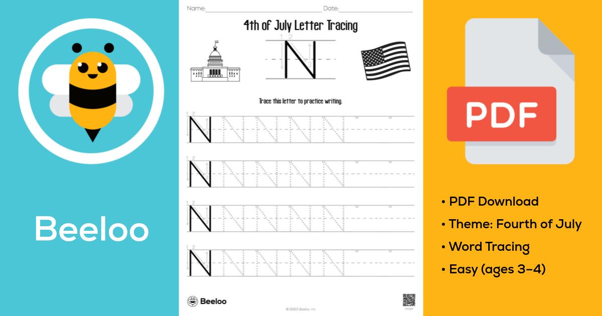 4th of July Letter Tracing • Beeloo Printable Crafts and Activities for ...