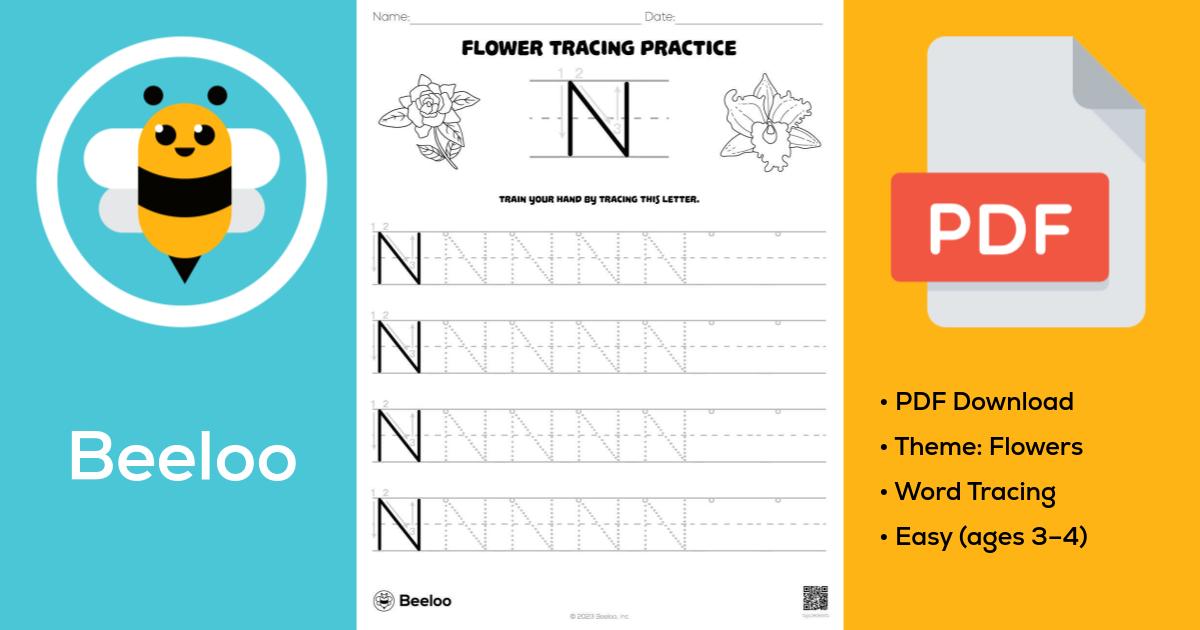 Flower Tracing Practice • Beeloo Printable Crafts and Activities for Kids