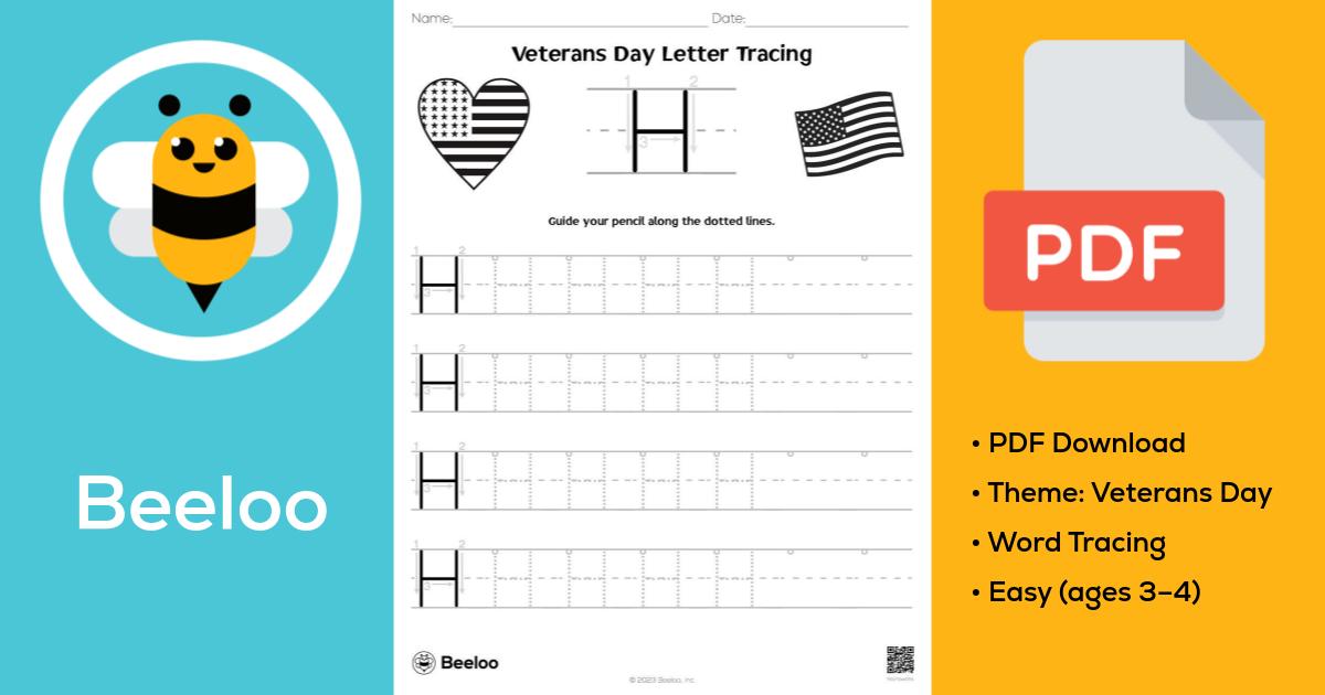 Veterans Day Letter Tracing • Beeloo Printable Crafts and Activities ...