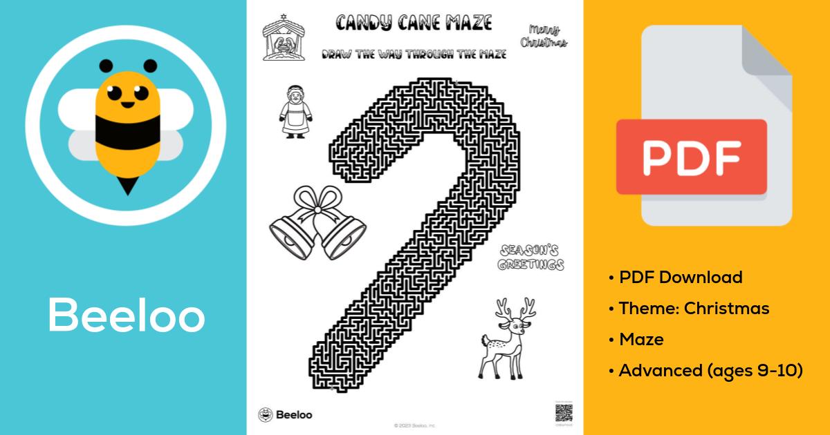 Candy Cane Maze • Beeloo Printable Crafts and Activities for Kids